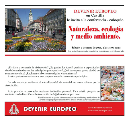 CONFERENCIA «NATURALEZA, ECOLOGÍA Y MEDIO AMBIENTE» | Devenir Europeo